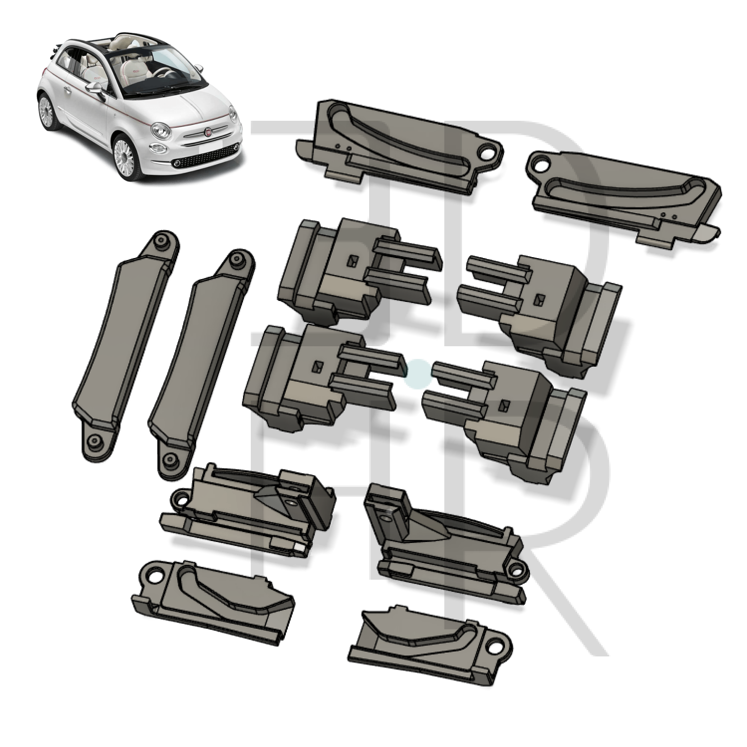 Kit 12 peças Capota Conversível Fiat 500 Cabriolet Cabrio – Peças 3D ...